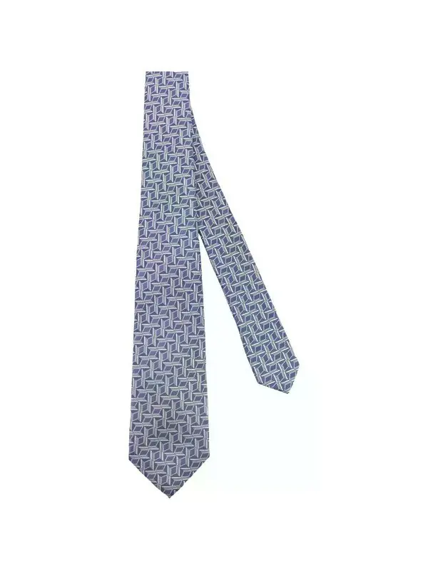 Kiton Geometric-pattern Neck Tie - Blue