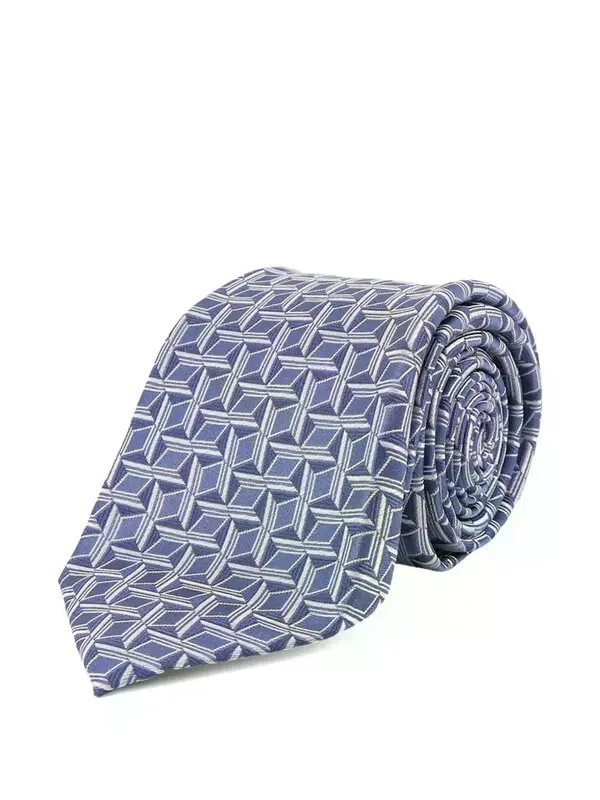 Kiton Geometric-pattern Neck Tie - Blue