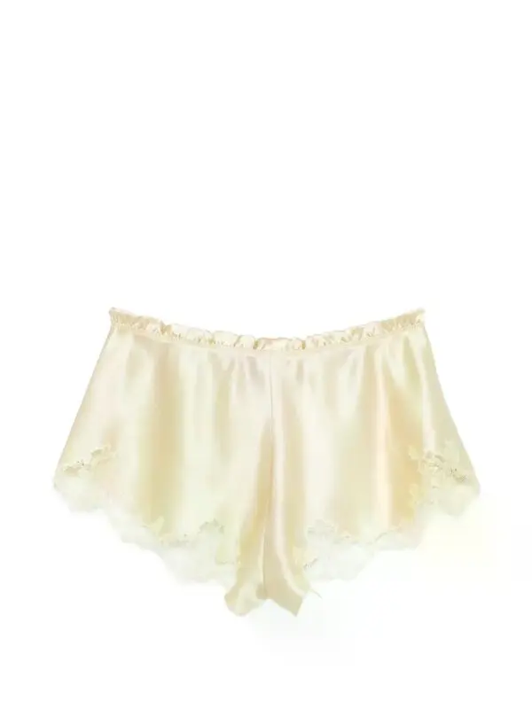 Carine Gilson Lace-detail Silk Shorts - Yellow