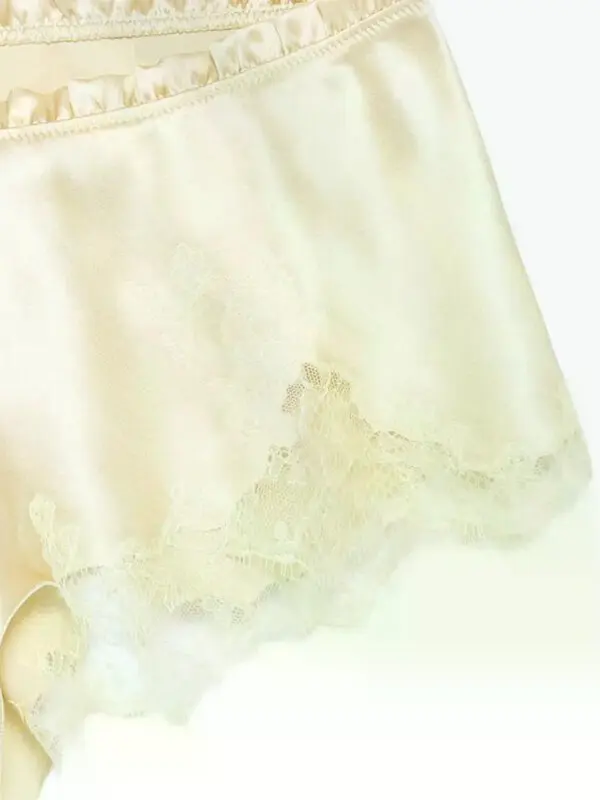 Carine Gilson Lace-detail Silk Shorts - Yellow