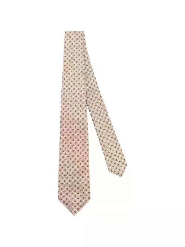 Kiton Geometric-pattern Pointed Tip Neck Tie - Neutrals