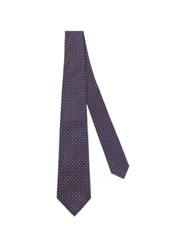 Kiton Geometric-pattern Neck Tie - Blue