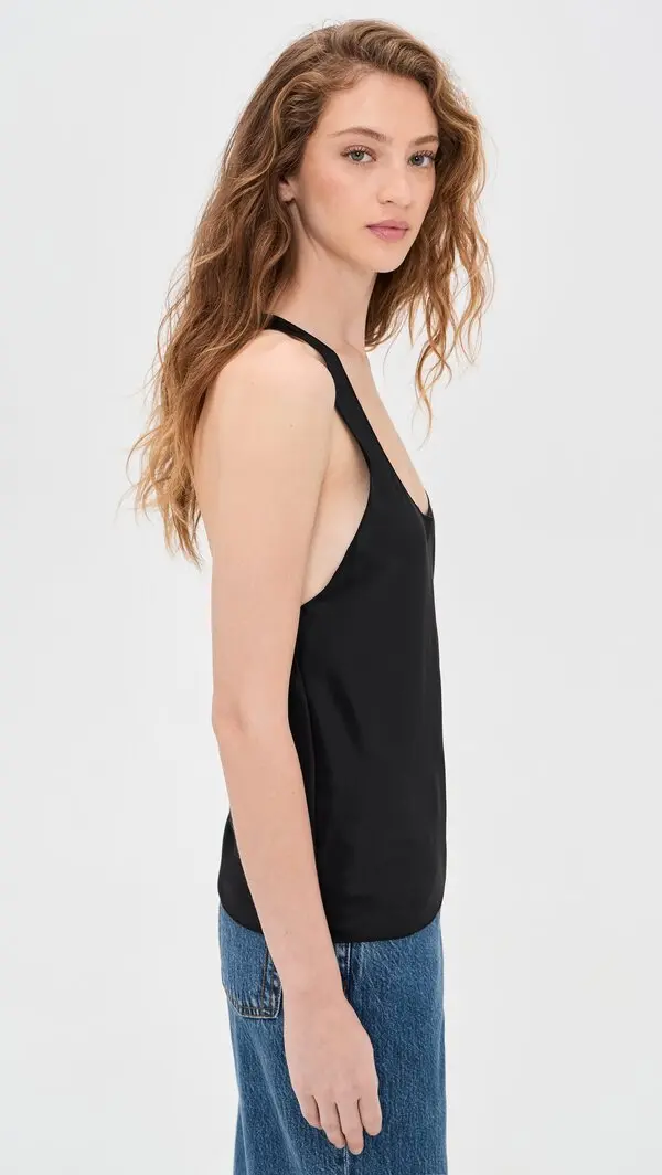 Eterne Hedi Top Silk Blend Scoop Neck Sleeveless - Black