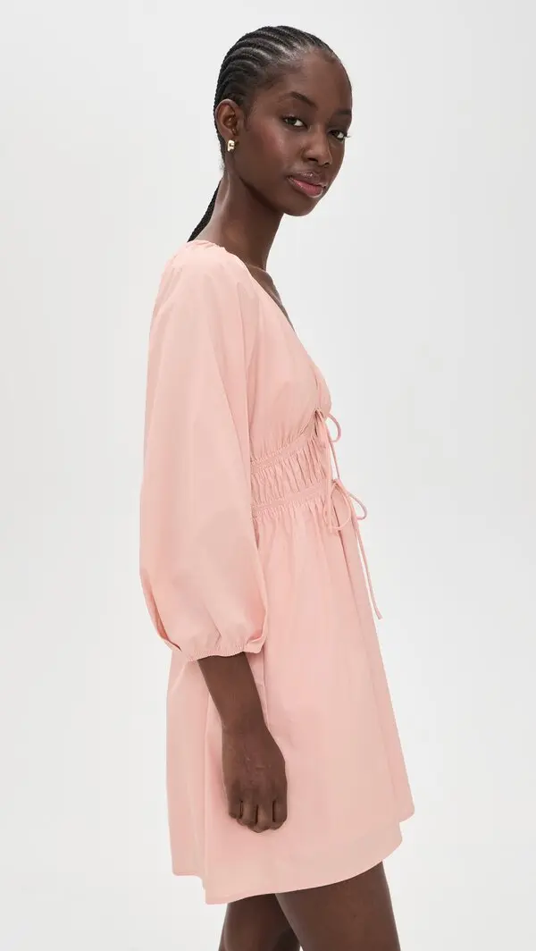 knee length dresses for ladies The Leighton Mini Dress | Pink Lace Ruffle Mini Dress main image 0