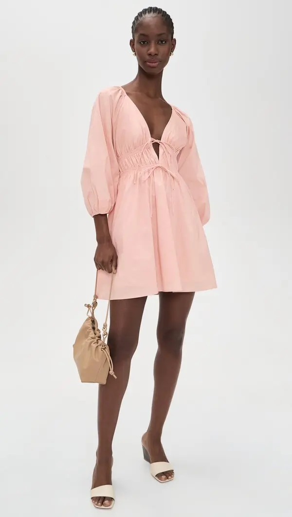 knee length dresses for ladies The Leighton Mini Dress | Pink Lace Ruffle Mini Dress