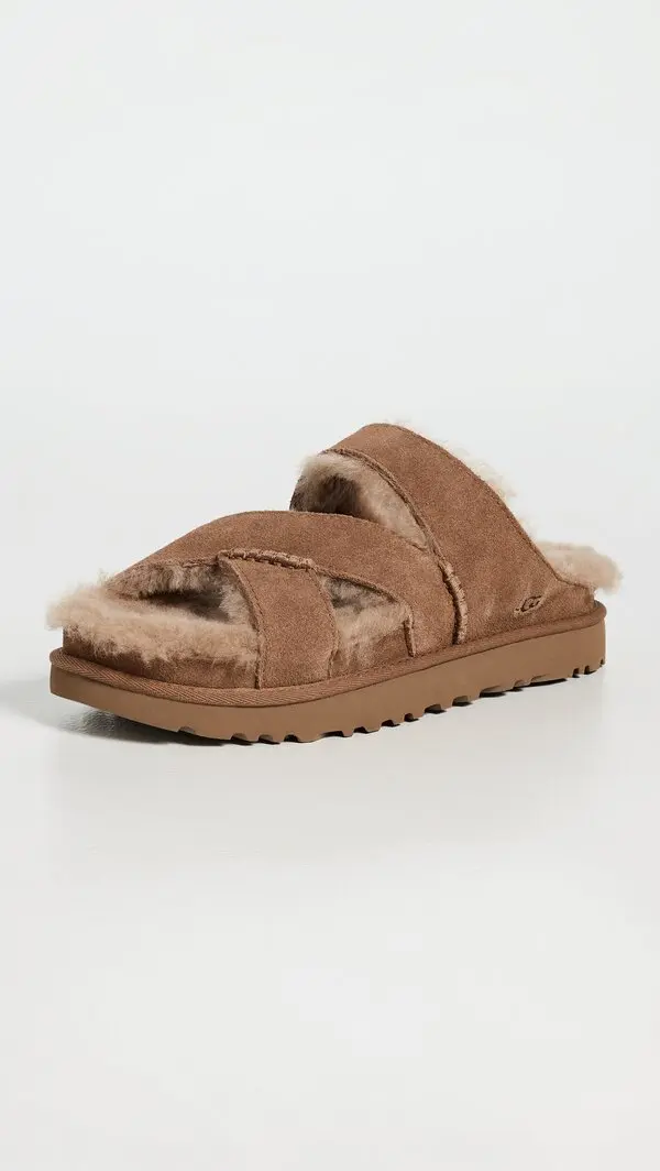UGG Greenport Cross Strap Slides - Chestnut