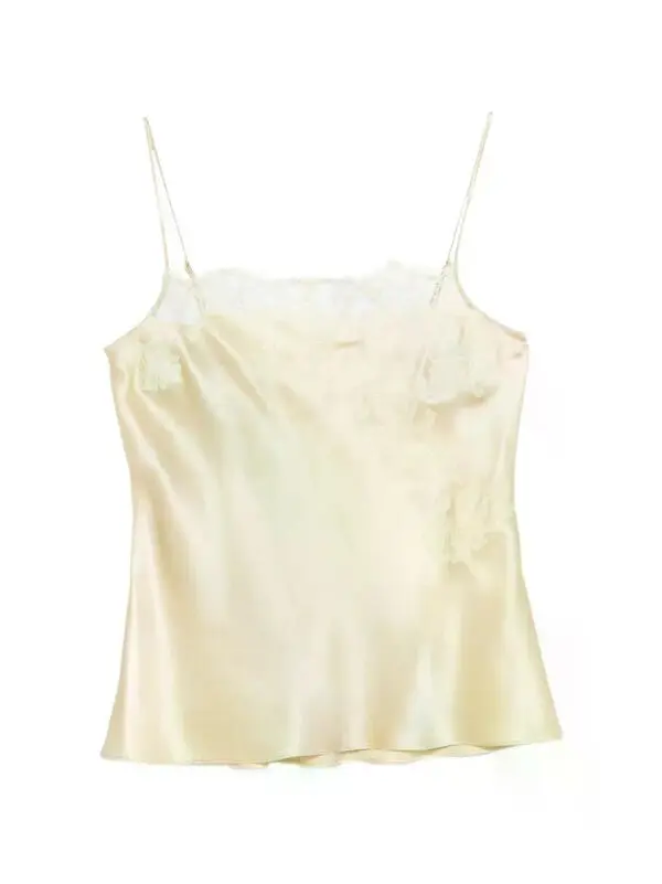 Carine Gilson Satin Lace-detail Camisole - Yellow