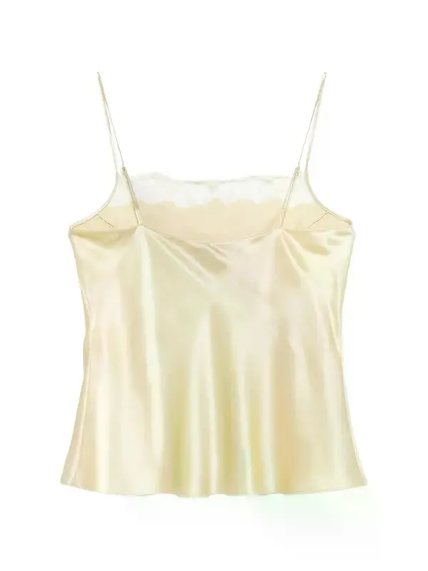 Carine Gilson Satin Lace-detail Camisole - Yellow