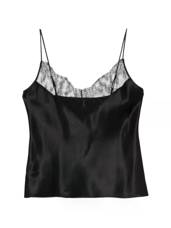 Carine Gilson Lace-detail Satin Camisole - Black