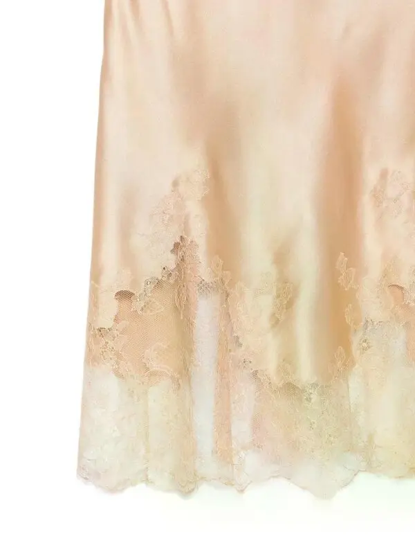 Carine Gilson Lace-detail Silk Slip - Brown