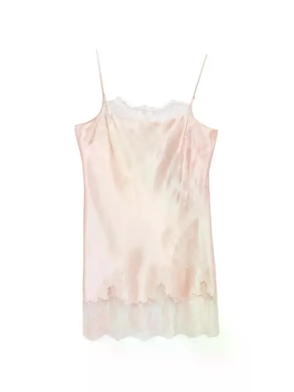 Carine Gilson Lace-detail Silk Slip - Pink
