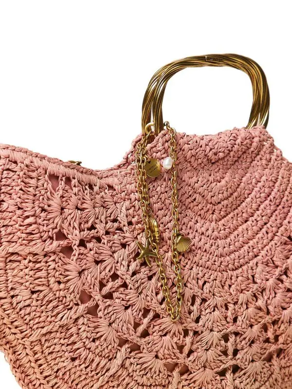 TWINSET Top Handle Woven Shoulder Bag - Pink