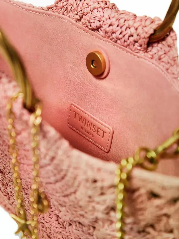 TWINSET Top Handle Woven Shoulder Bag - Pink