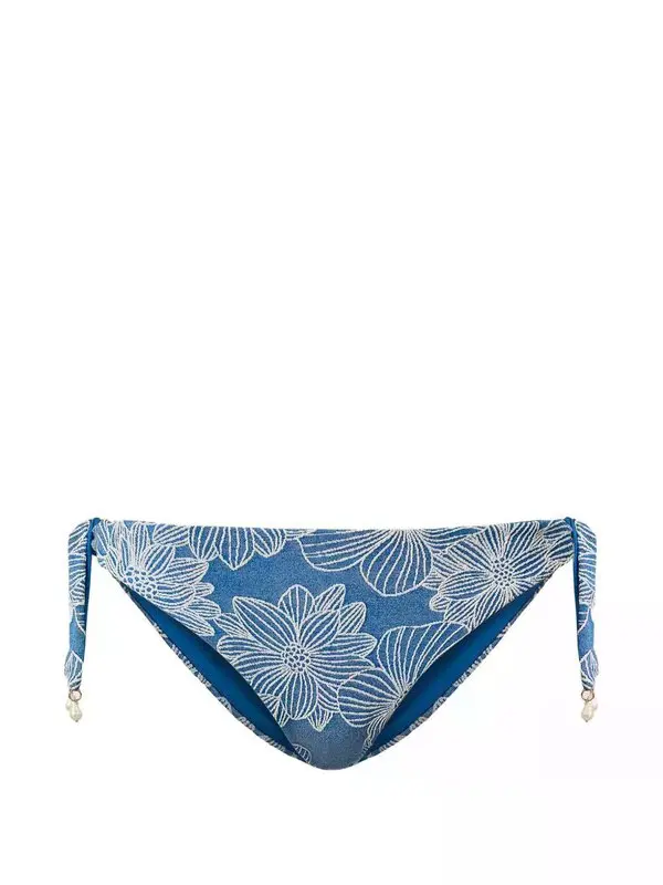 TWINSET Floral-print Bikini Bottom - Blue