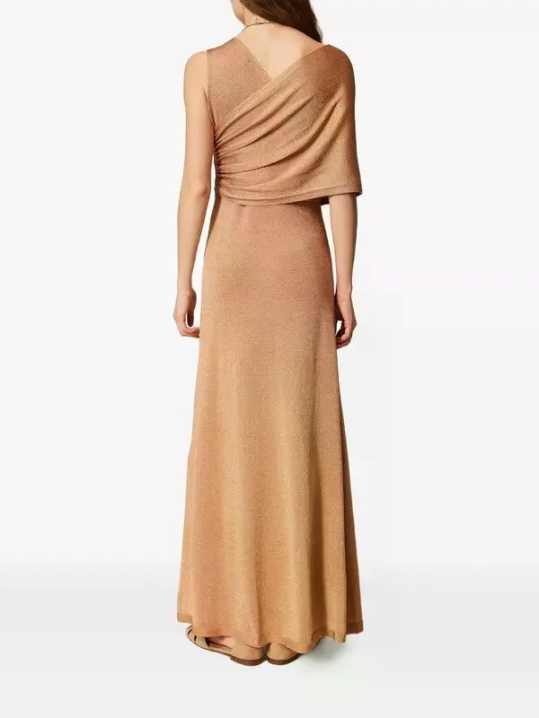 TWINSET Long Knit Dress With Lurex And One-shoulder Design - Neutrals