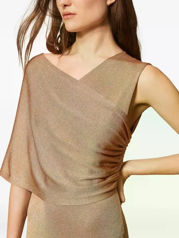 TWINSET Long Knit Dress With Lurex And One-shoulder Design - Neutrals