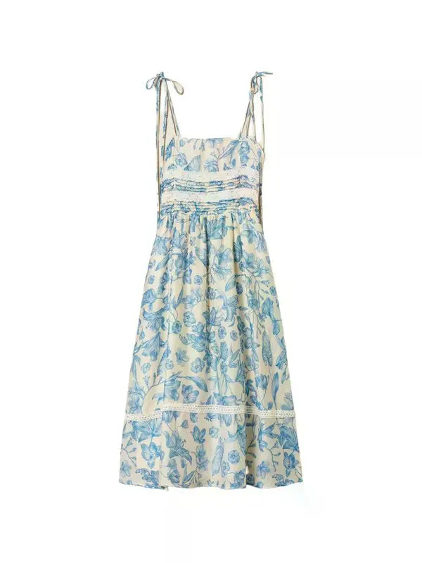 TWINSET Midi Floral-pattern Dress With Lace Trims