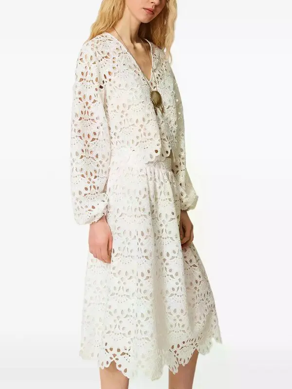 TWINSET Macramé Midi Skirt With Heart Logo