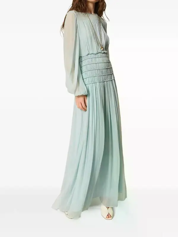 TWINSET Long Crépon Dress With Raised Motif