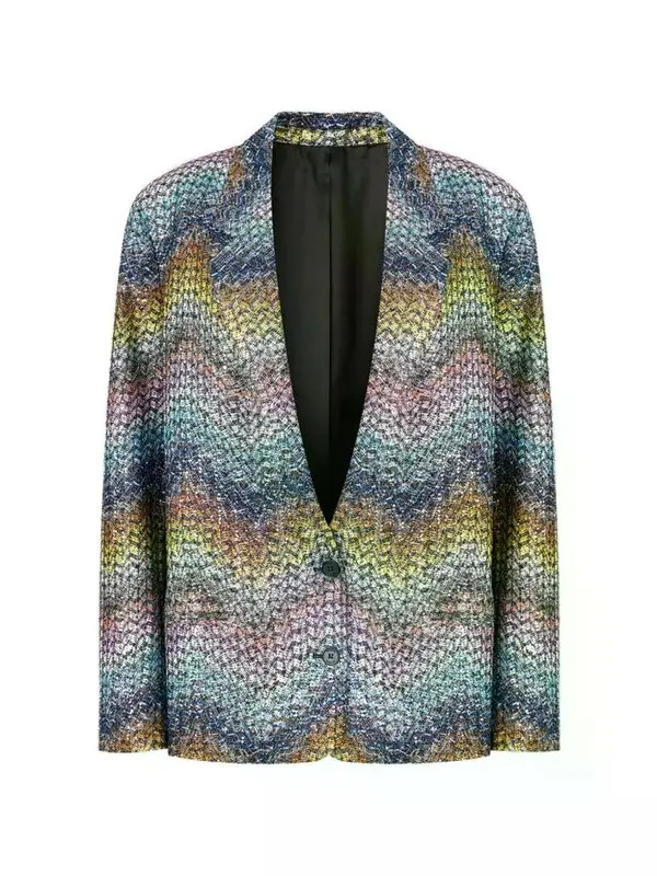 Missoni Zigzag-pattern Single-breasted Blazer - Blue