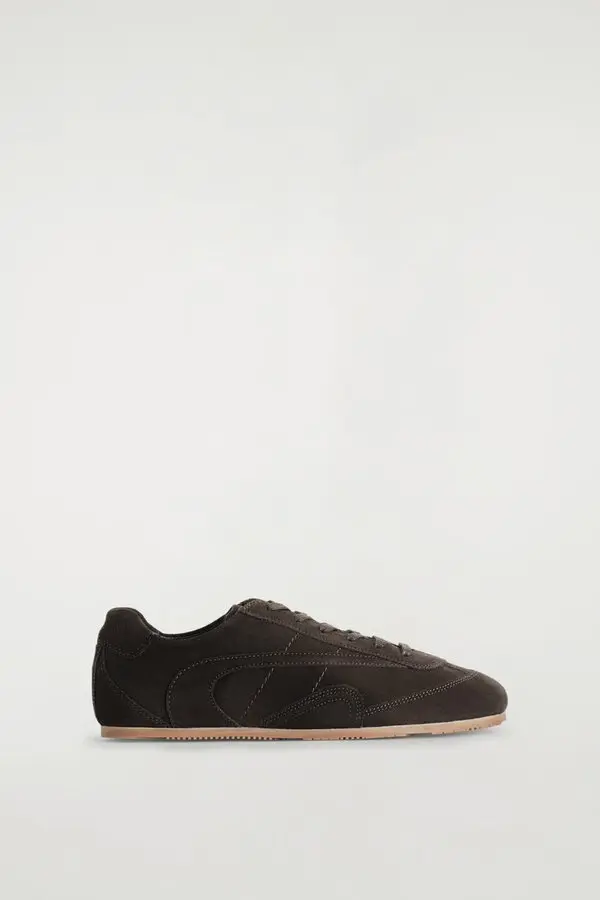 Cos Minimal Suede Lace-up Sneakers - Brown