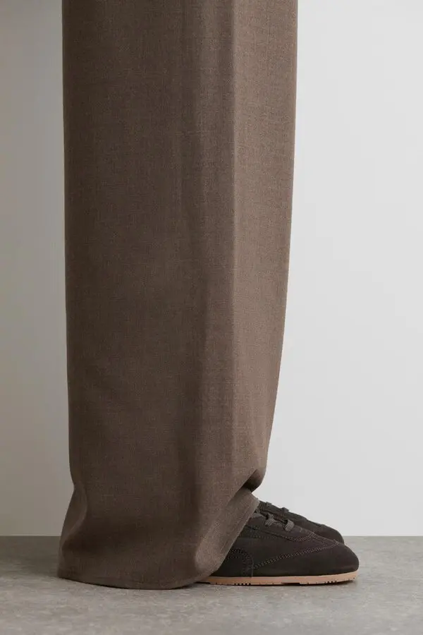 Cos Minimal Suede Lace-up Sneakers - Brown