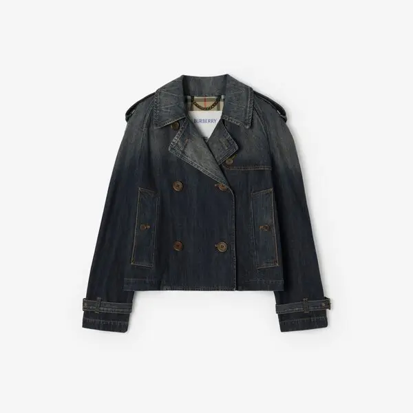 Burberry Cropped Denim Mayfair Trench Jacket