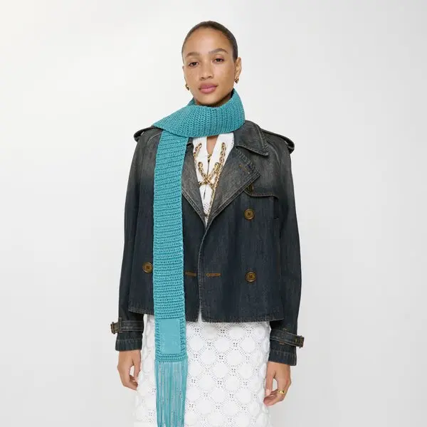 Burberry Cropped Denim Mayfair Trench Jacket
