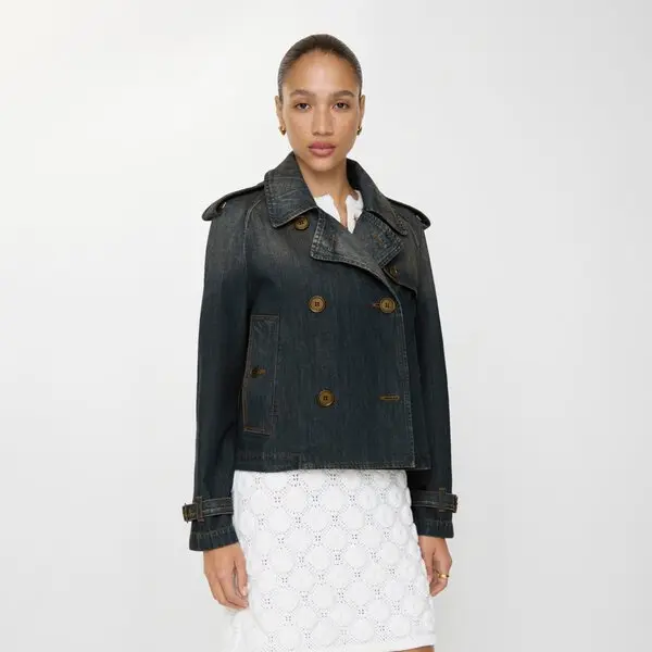 Burberry Cropped Denim Mayfair Trench Jacket