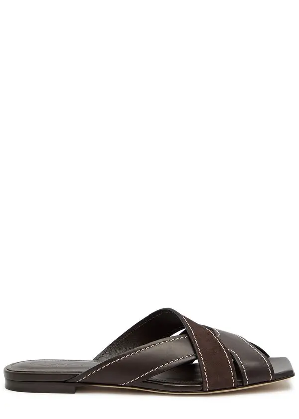TOD'S Square-toe Suede And Leather Sandals