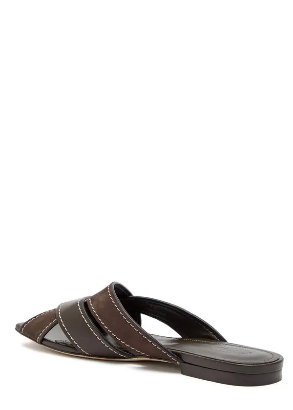 TOD'S Square-toe Suede And Leather Sandals