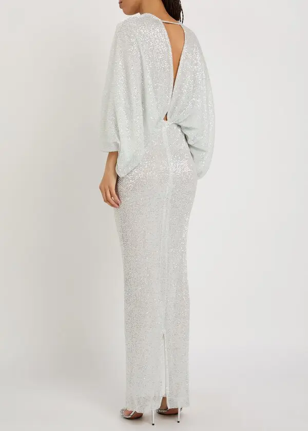 L'IDEE Paradiso Sequin-embellished Gown - White