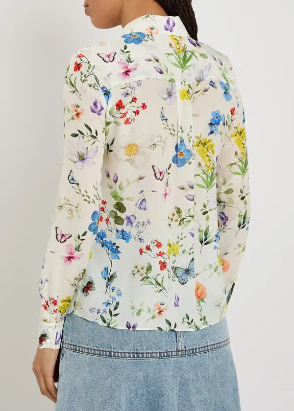 Alice + Olivia Willa Floral Print Silk Shirt