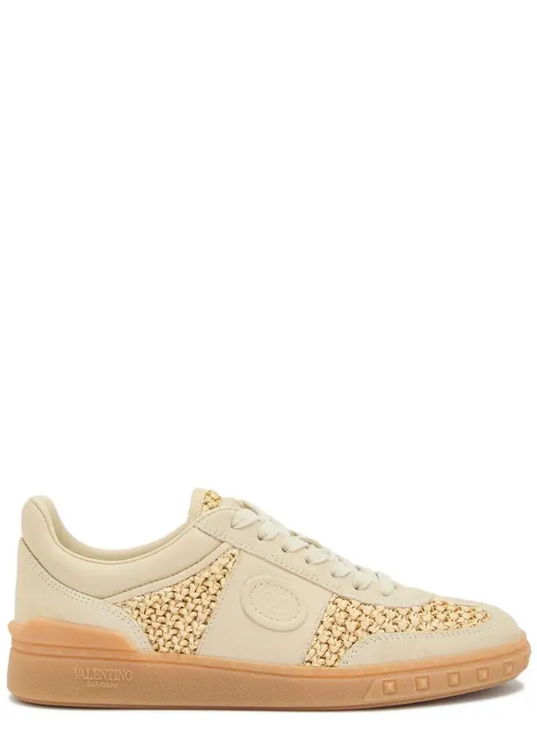 Valentino Garavani Panelled Raffia Sneakers - Beige