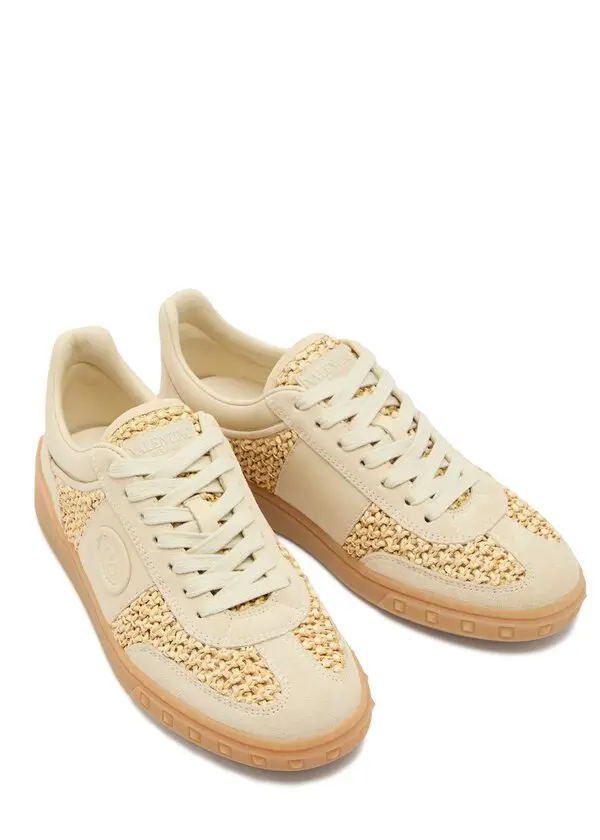 Valentino Garavani Panelled Raffia Sneakers - Beige