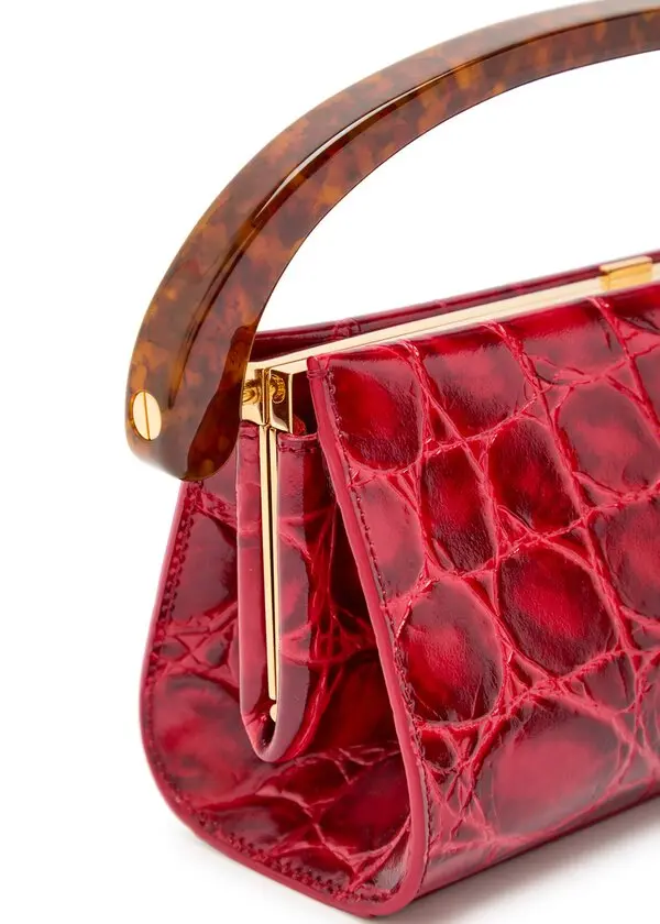 Dries Van Noten Crocodile-effect Leather Top Handle Bag