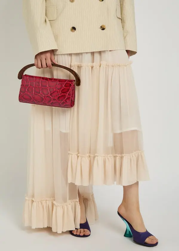 Dries Van Noten Crocodile-effect Leather Top Handle Bag