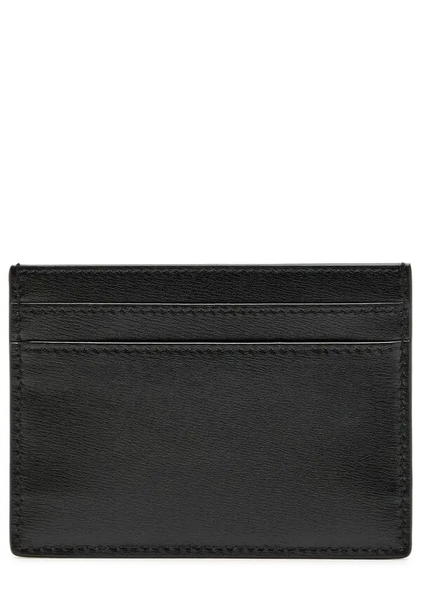 Saint Laurent Logo Leather Card Holder - Black