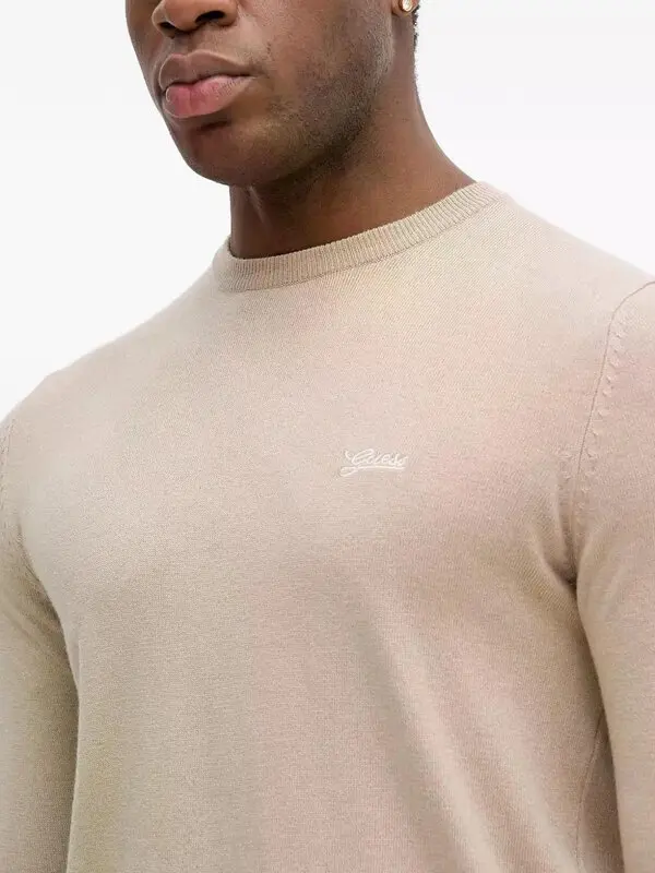 Guess Script-logo Sweater - Neutrals