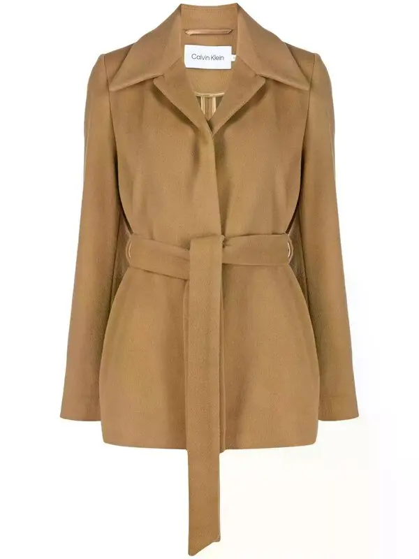 Calvin Klein Single-breasted Virgin Wool-blend Coat - Brown