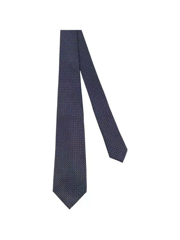 Kiton Geometric-pattern Neck Tie - Blue
