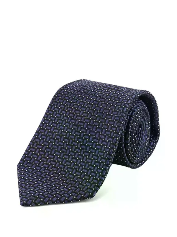 Kiton Geometric-pattern Neck Tie - Blue
