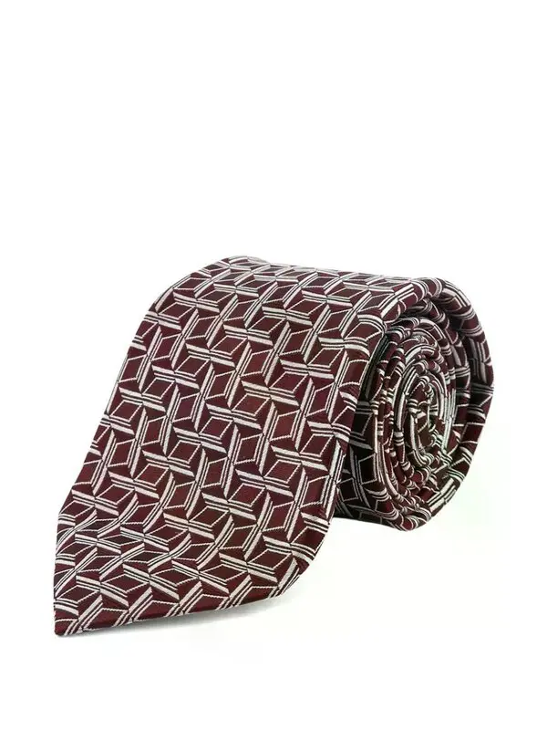 Kiton Geometric-pattern Neck Tie - Red