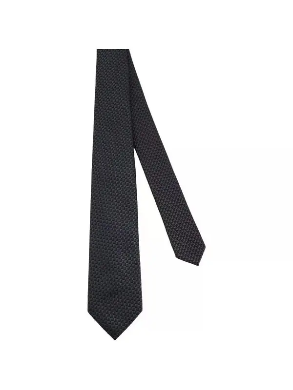 Kiton Geometric-pattern Neck Tie - Black