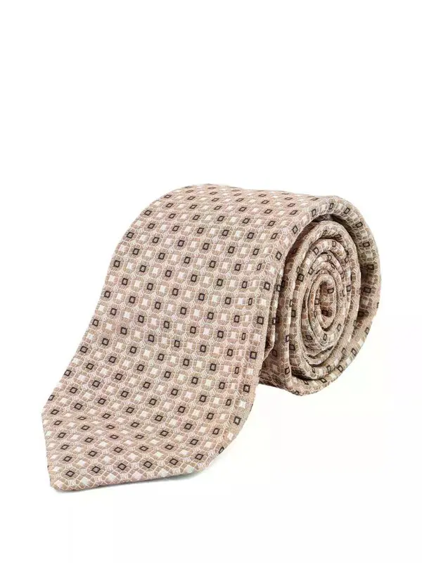 Kiton Geometric-pattern Neck Tie - Neutrals