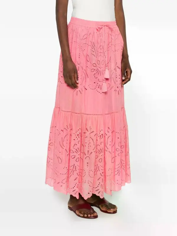 ERMANNO FIRENZE Embroidery Midi Skirt - Pink