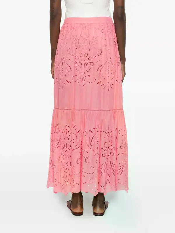ERMANNO FIRENZE Embroidery Midi Skirt - Pink