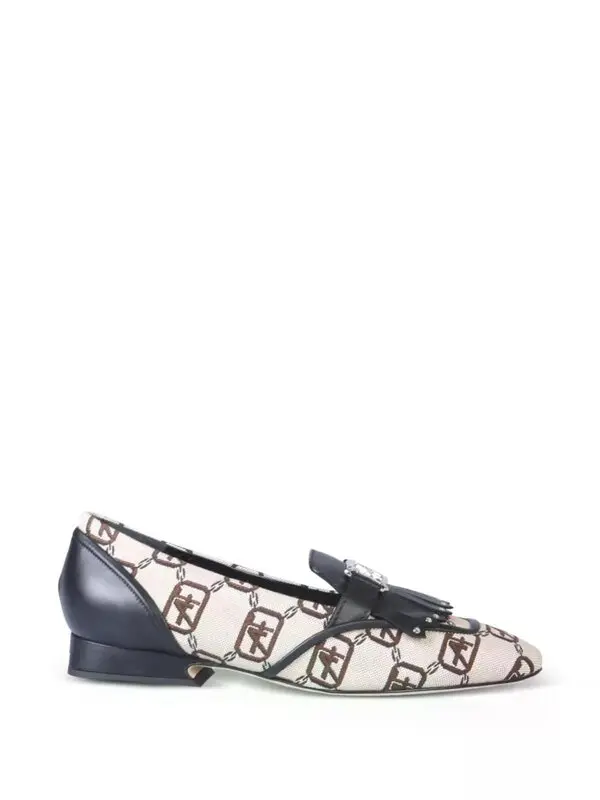 Alberta Ferretti Logo-pattern Round-toe Pumps
