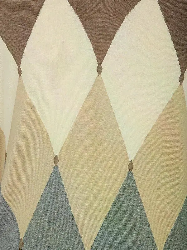 BALLANTYNE Argyle V-neck Sweater - Brown