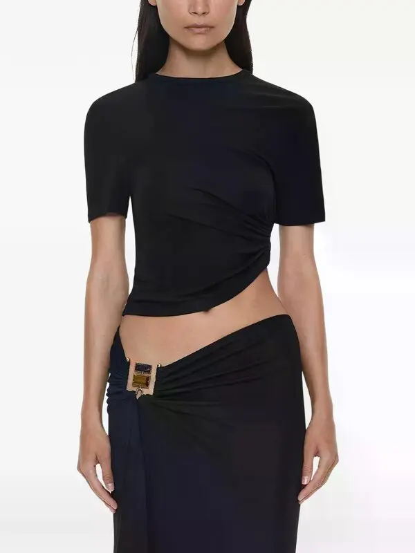 Christopher Esber Ruched Tee With Quartz Embellishment - Black